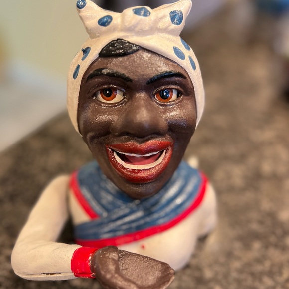 Other | Je Stevens Black Americana Cast Iron Mammy Mechanical Bank ...